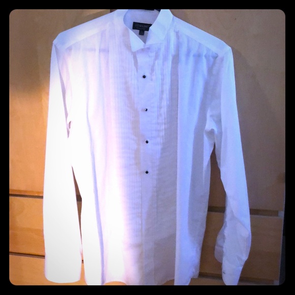 Milani | Shirts | White Tuxedo Button Down Shirt With Black Buttons ...